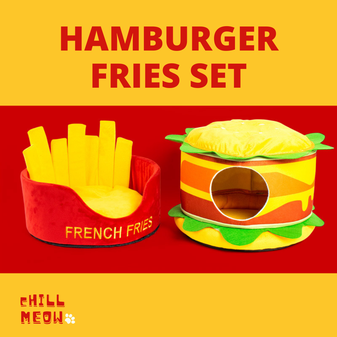 Chill Meow Hamburger Fries Cat Bed Dog Bed Cute Pet Accessory – Chill ...
